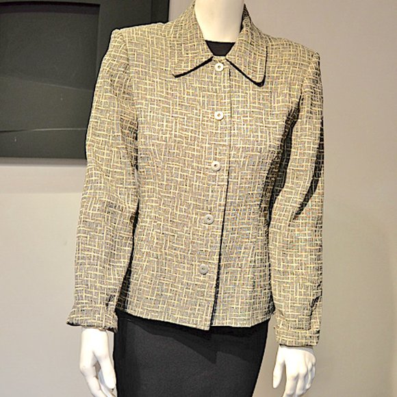 Plain Heir | Jackets & Coats | Vintage 9s Tan Black Grid Pattern Jacket ...